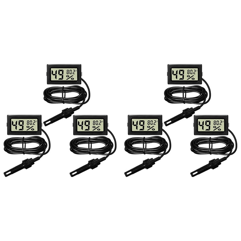 6X Digital Thermometer Hygrometer with Probe Indoor Temperature ...