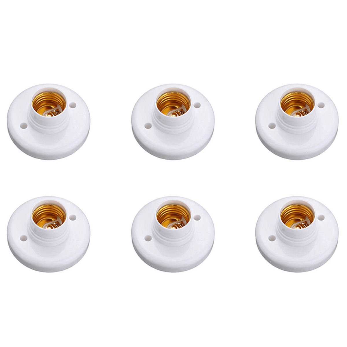 6X E27 Round Plastic Base Screw Light Bulb Lamp Socket Holder White ...