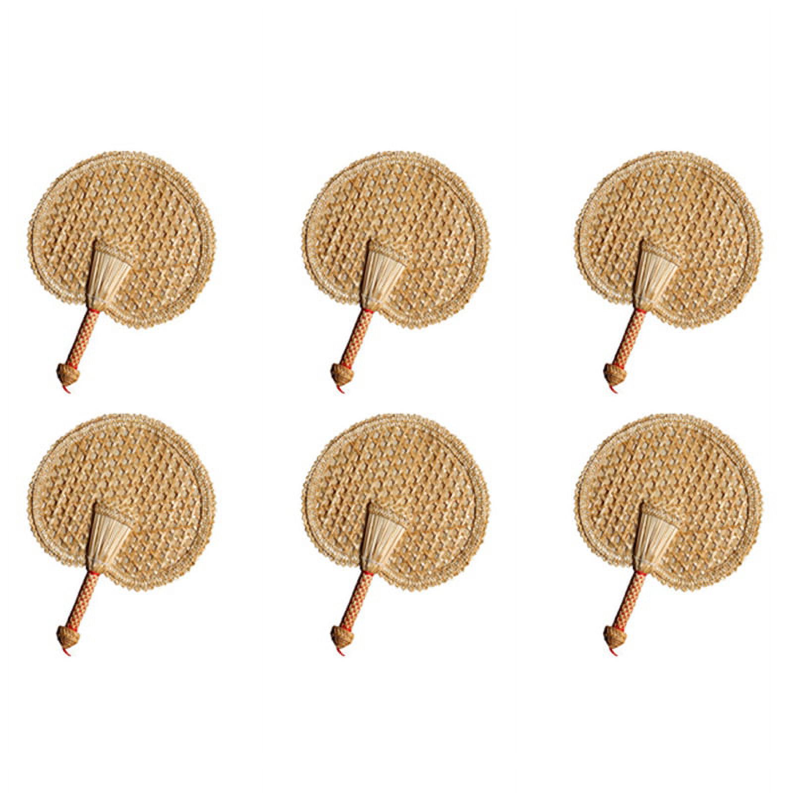 6X Hand-Woven Woven Straw Hand Fan Old Summer Natural Hand Fan ...