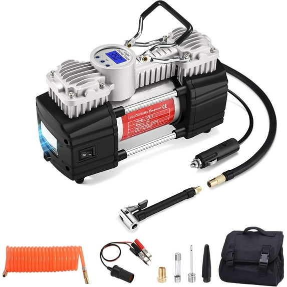 6X Inflation Portable 12V Air Compressor Pump Digital Display Inflator ...