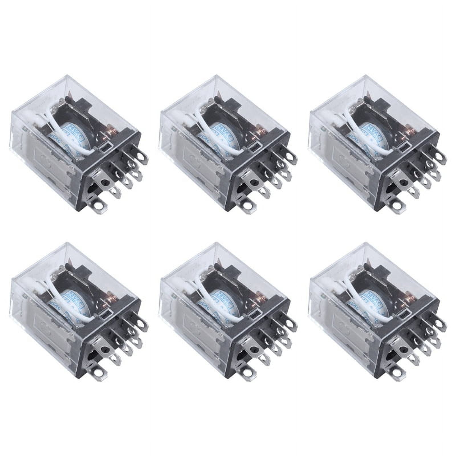 6X JQX-13F LY2 AC 24V Coil 8-Pin DPDT Red LED Electromagnetic Relay ...