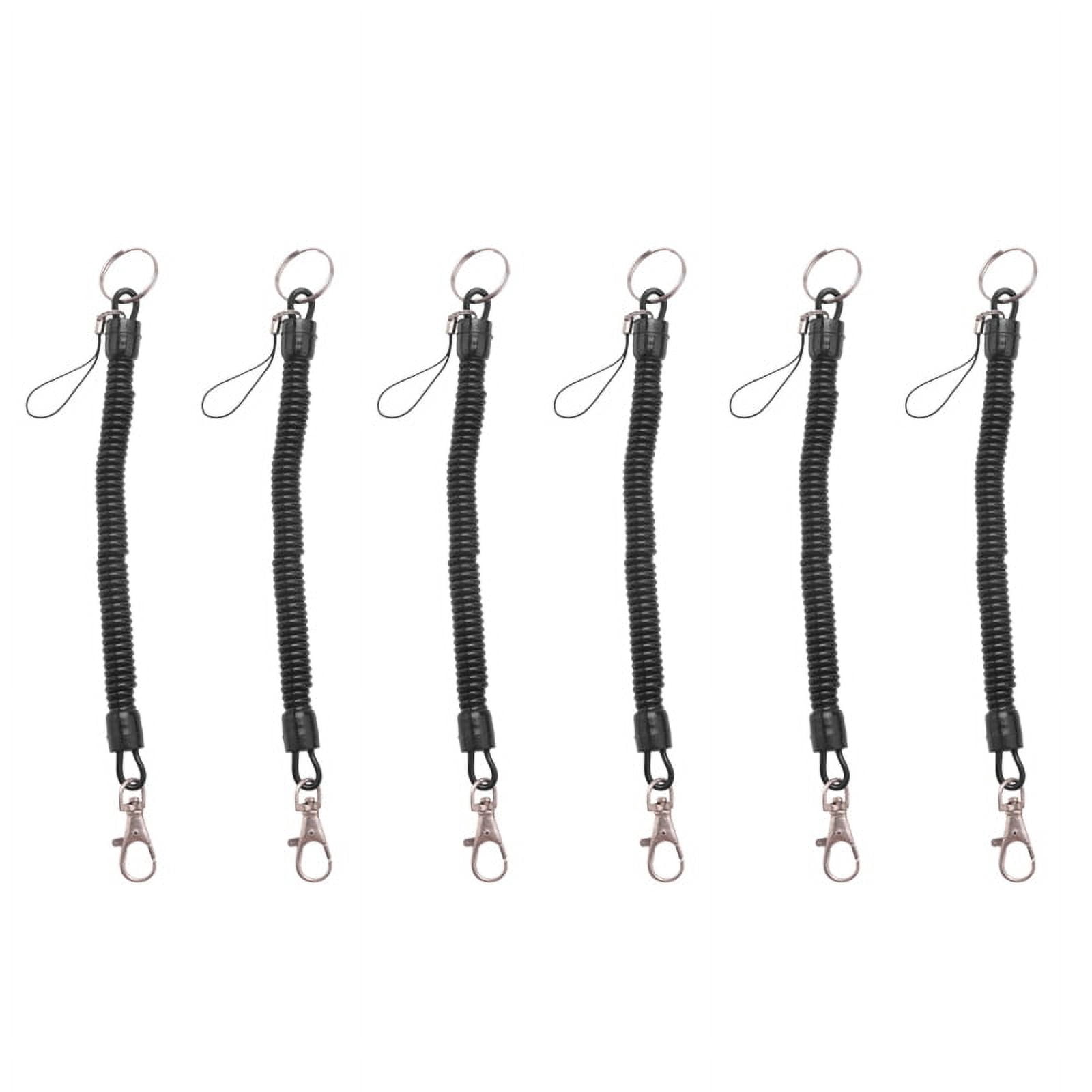 6X Lobster Clasp Black Spring Stretchy Coil Cord Strap Keychain Key ...