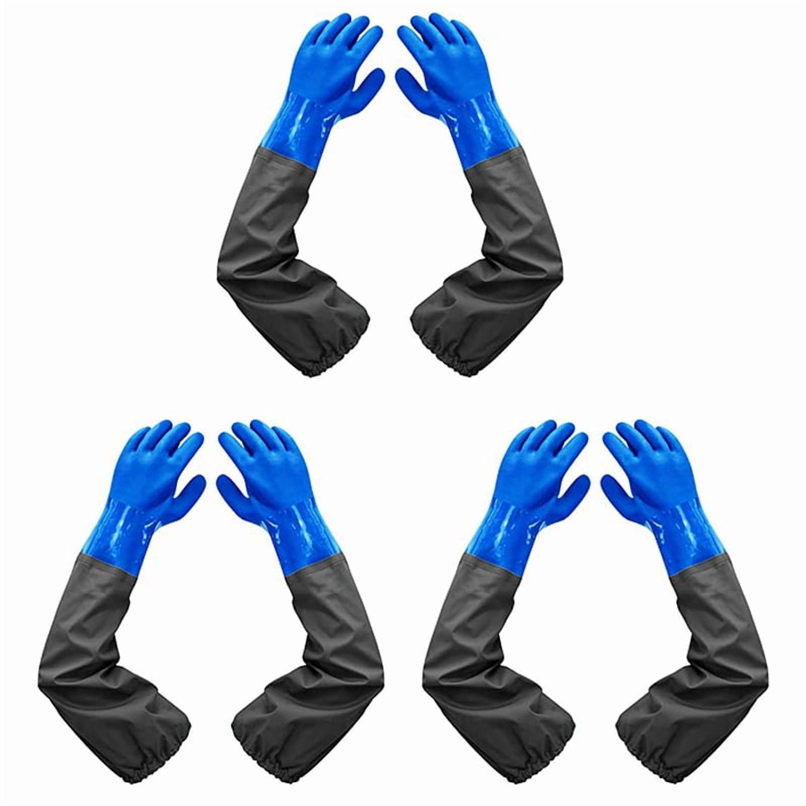 6X Long Rubber Gloves, Long Waterproof Gloves and Heavy Duty Waterproof ...