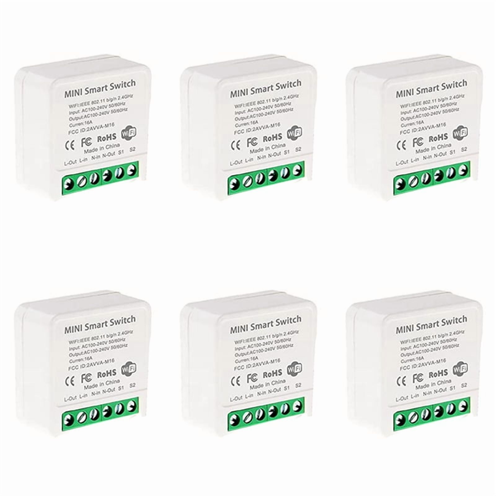 6X Mini Smart WiFi Relay Switch, DIY Timer Light Switch Module Smart ...