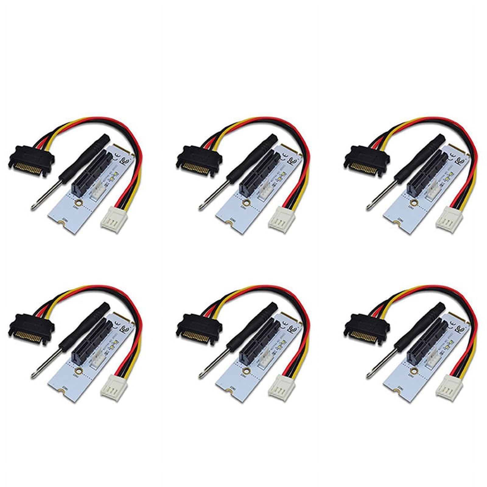 6X NGFF M.2 to PCI-E 4X Riser Card M2 Key M to PCIe X4 Adapter with LED ...