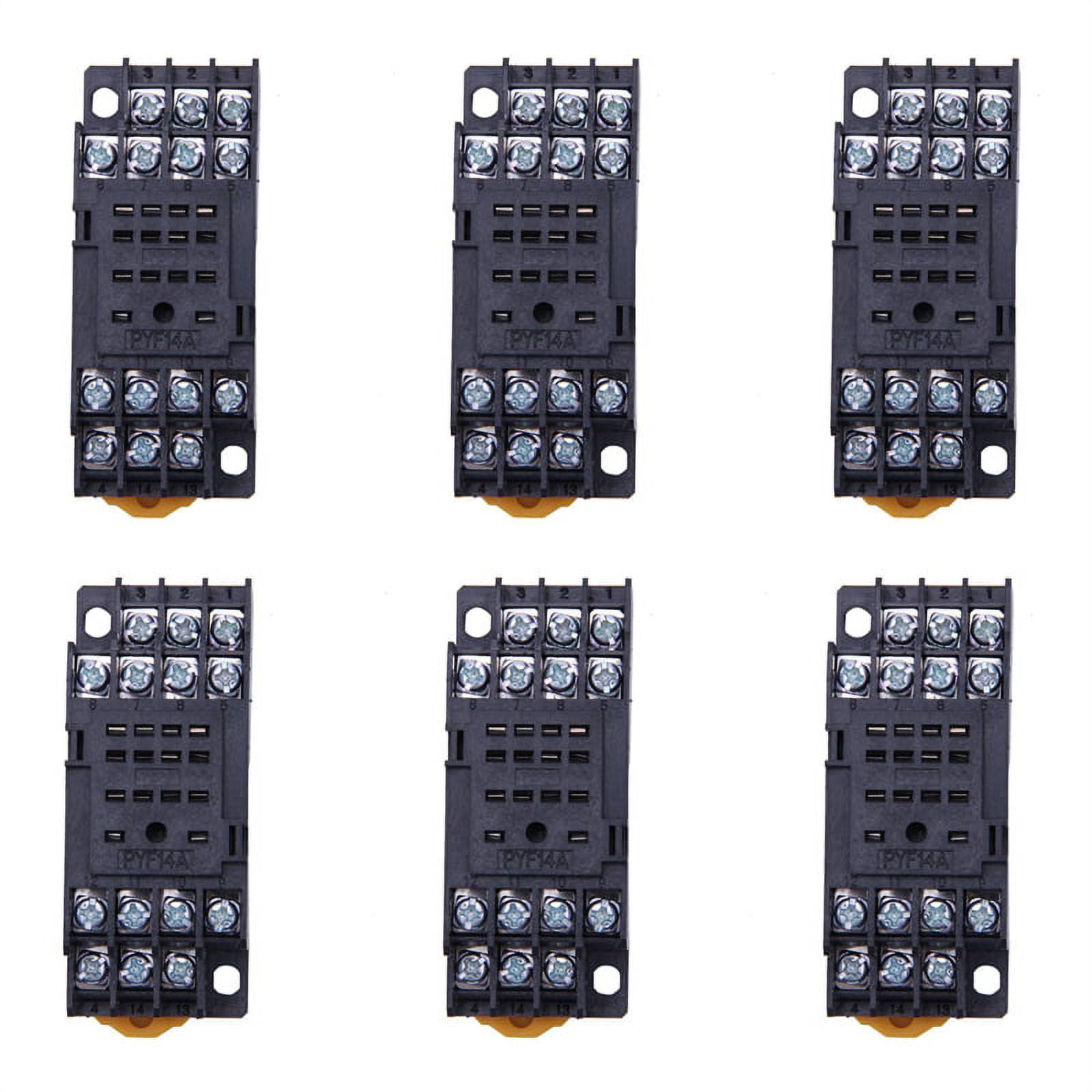 6X PYF14A DIN Rail Power Relay Socket Base 14 Pin for MY4NJ HH54P MY4 ...