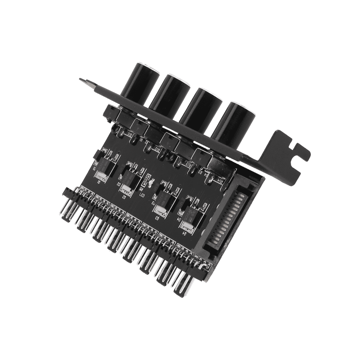 6X Pc 8 Channels Fan Hub 4 Knob Cooling Fan Speed Controller for Cpu Case Hdd Vga Pwm Fan Pci ...