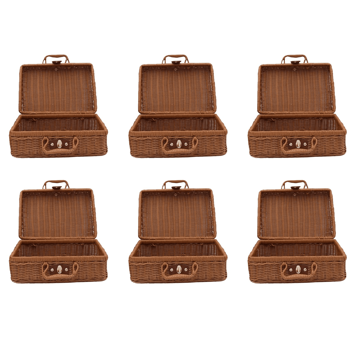 6X Picnic Basket,Woven Wicker Vintage Suitcase Woven Storage Basket ...