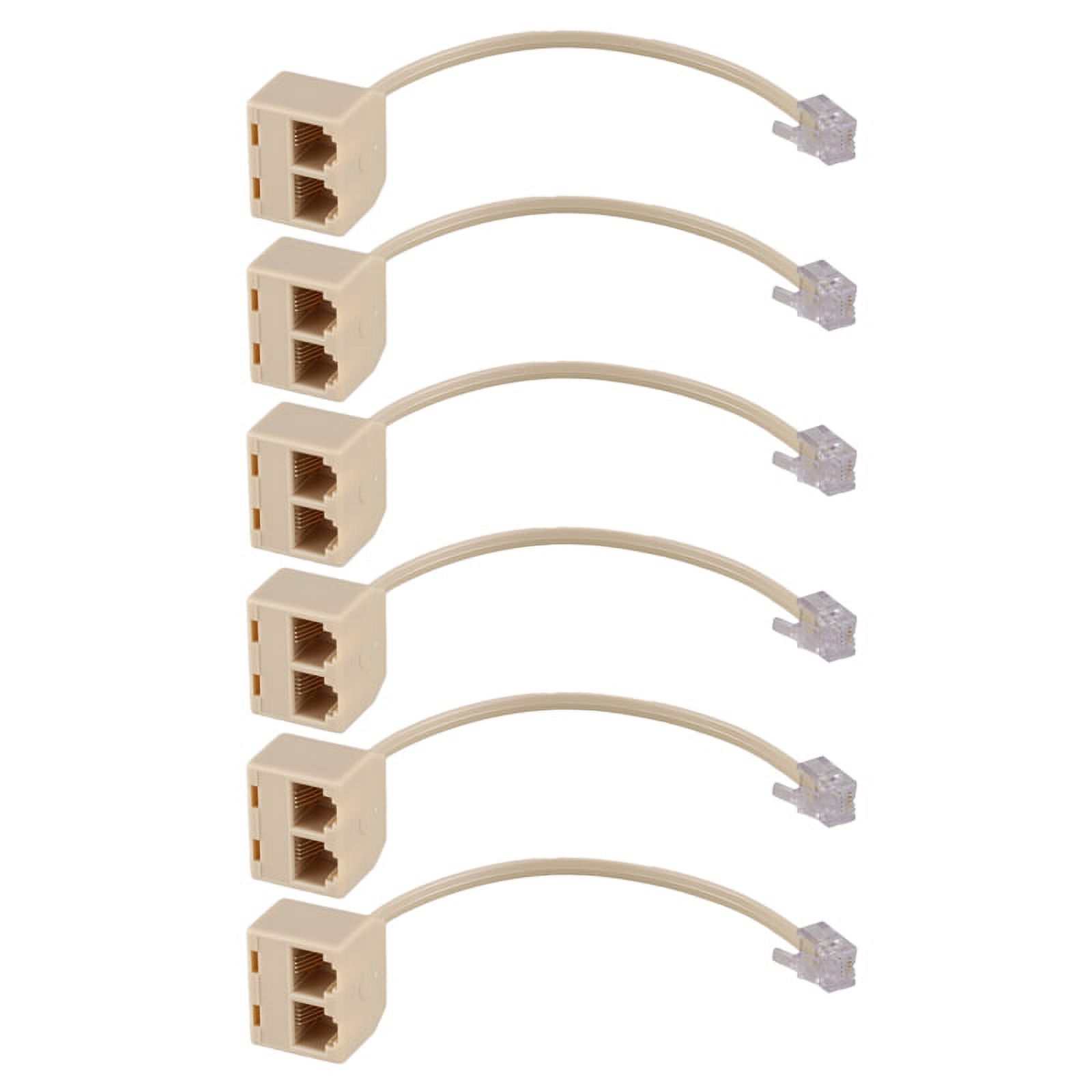 6X RJ11 6P4C 2 Way Outlet Telephone Jack Line Splitter Adapter Beige ...