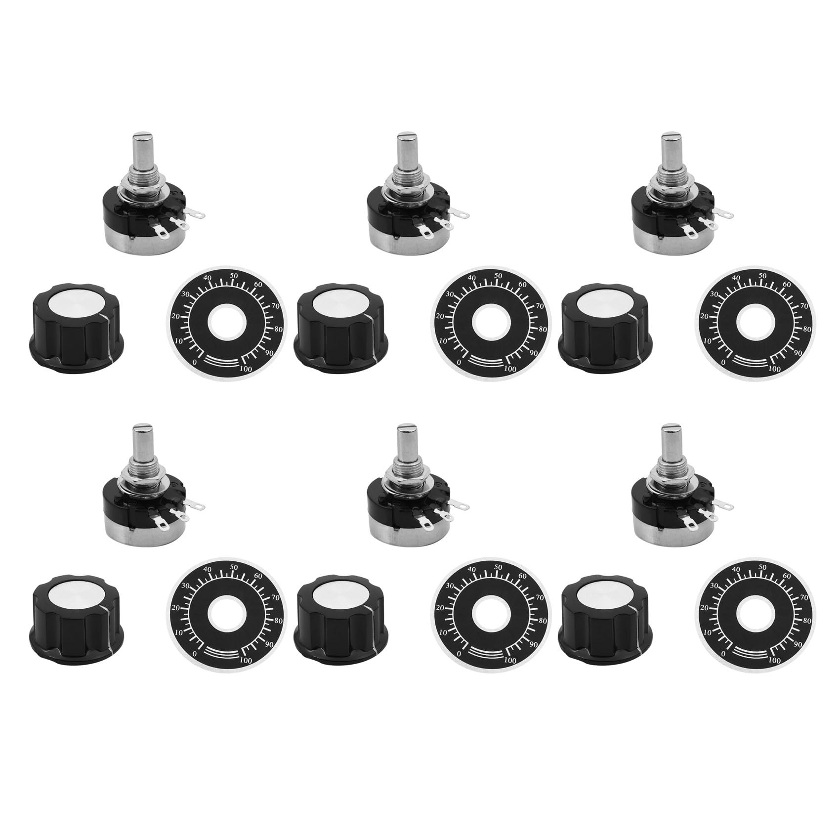 6X Rotary Carbon Potentiometer with Diameter with Knob, RV24YN 20S B103 ...