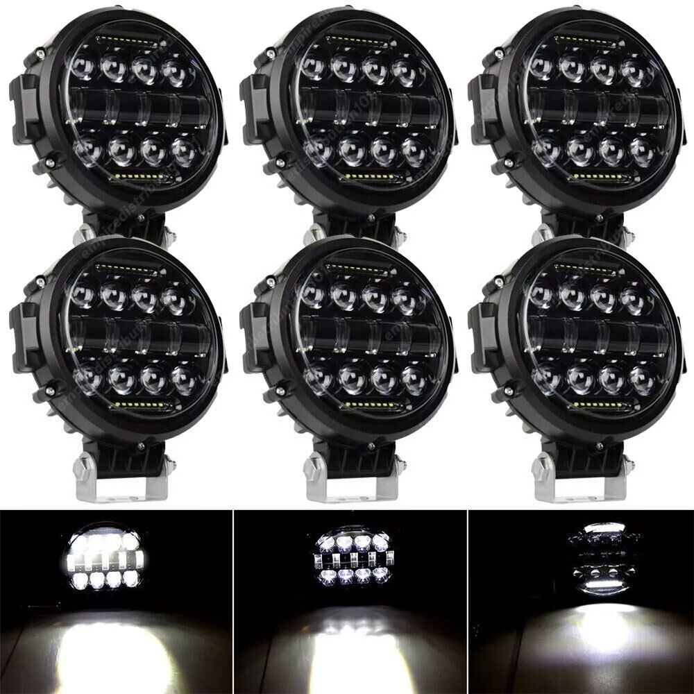 6X Round 7'' inch Led Work Light Offroad ATV 4WD SUV Driving Bumper Fog ...
