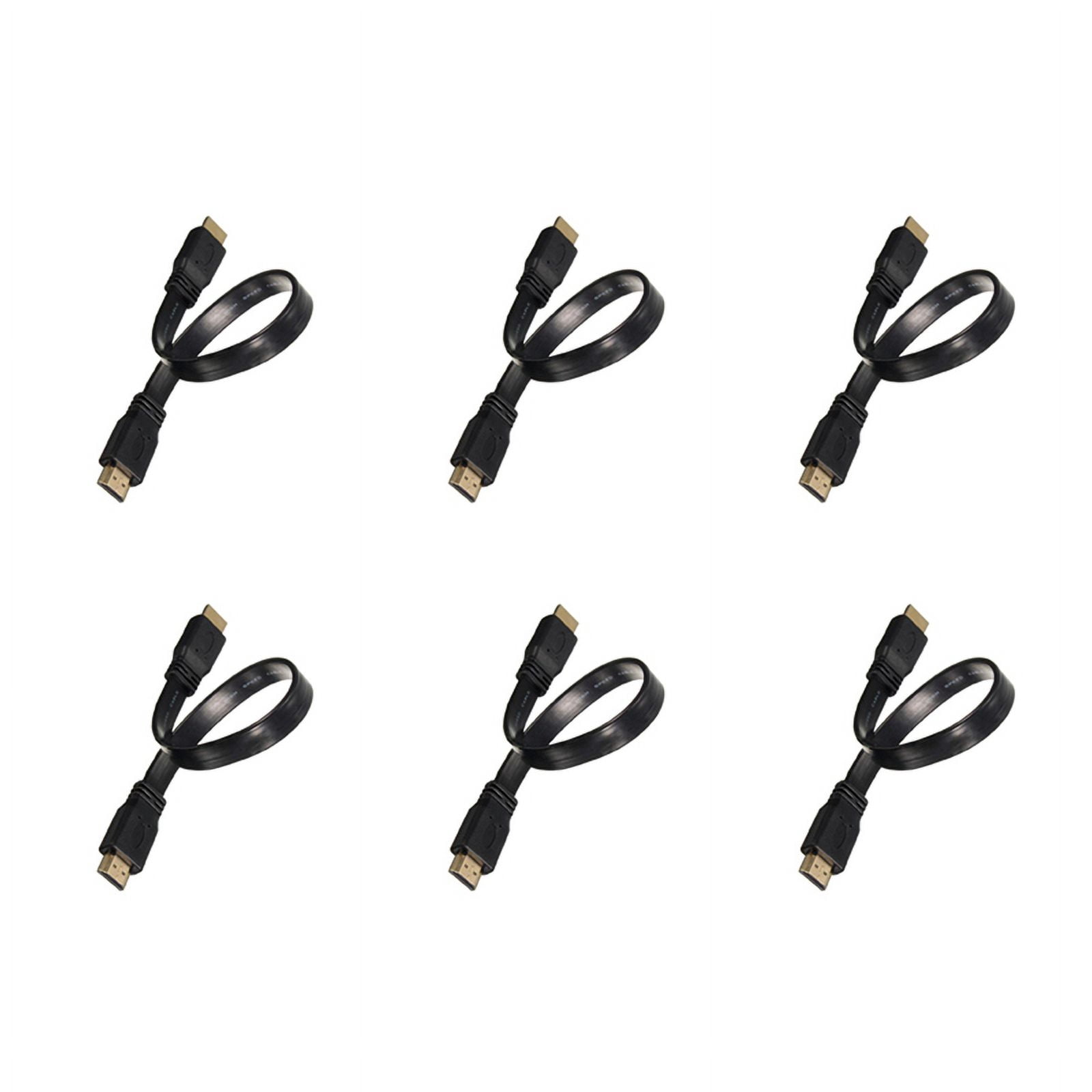 6X Short Male to Male Plug Flat Cable Cord Full HD for Audio Video HDTV ...