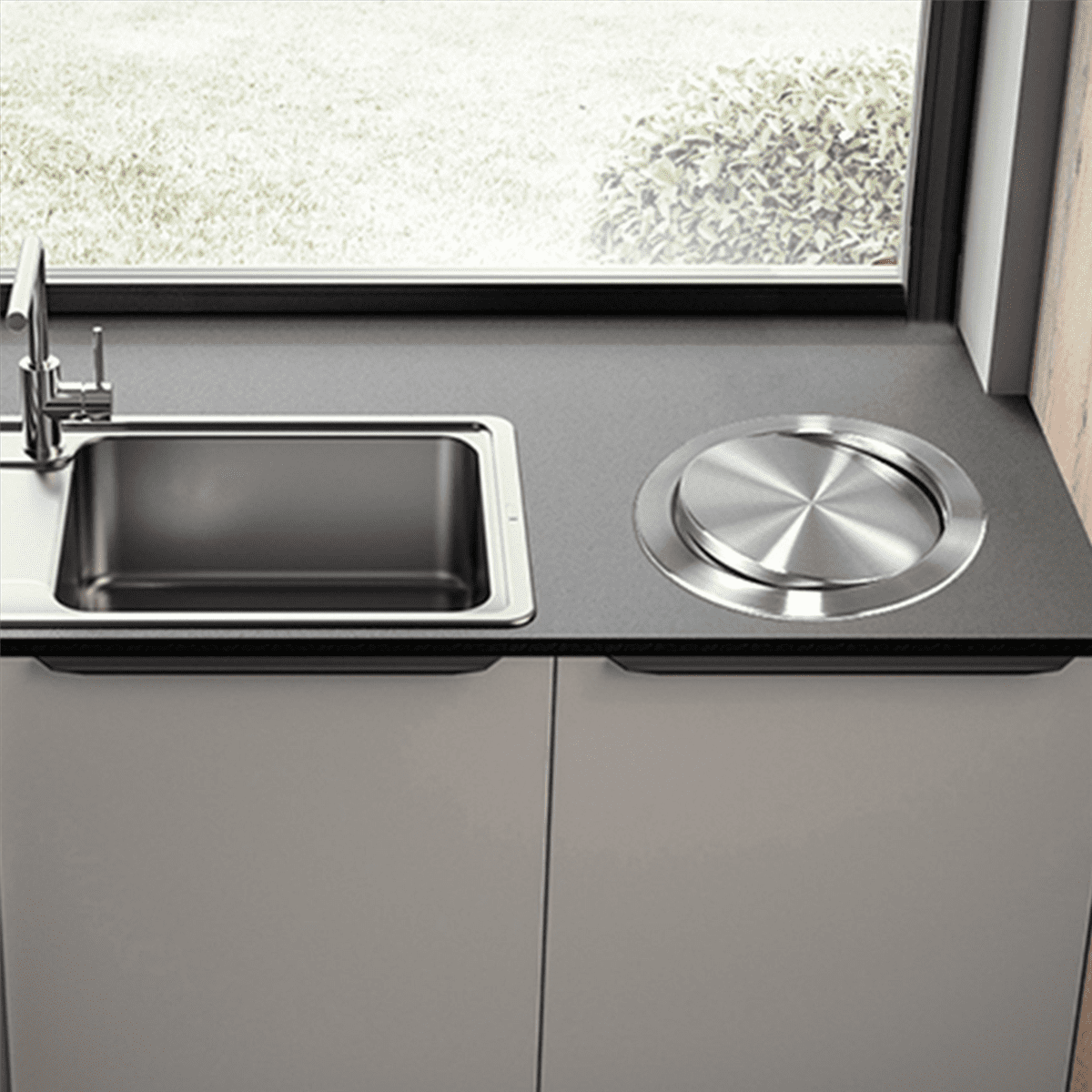 6X Stainless Steel Garbage Flap Lid Trash Bin Cover Flush Built-in ...