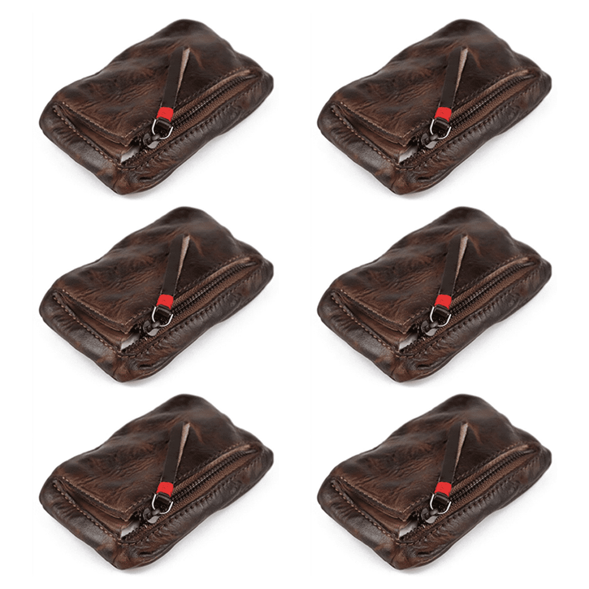 6X Vintage Men's Genuine Leather Mini Coin Purse Card Case Holder ...