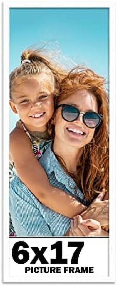 6X17 Frame White Solid Wood Picture Frame Includes UV Shatter Guard ...