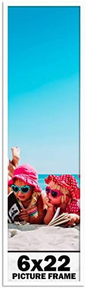 6X22 Frame White Solid Wood Picture Frame Includes UV Shatter Guard ...