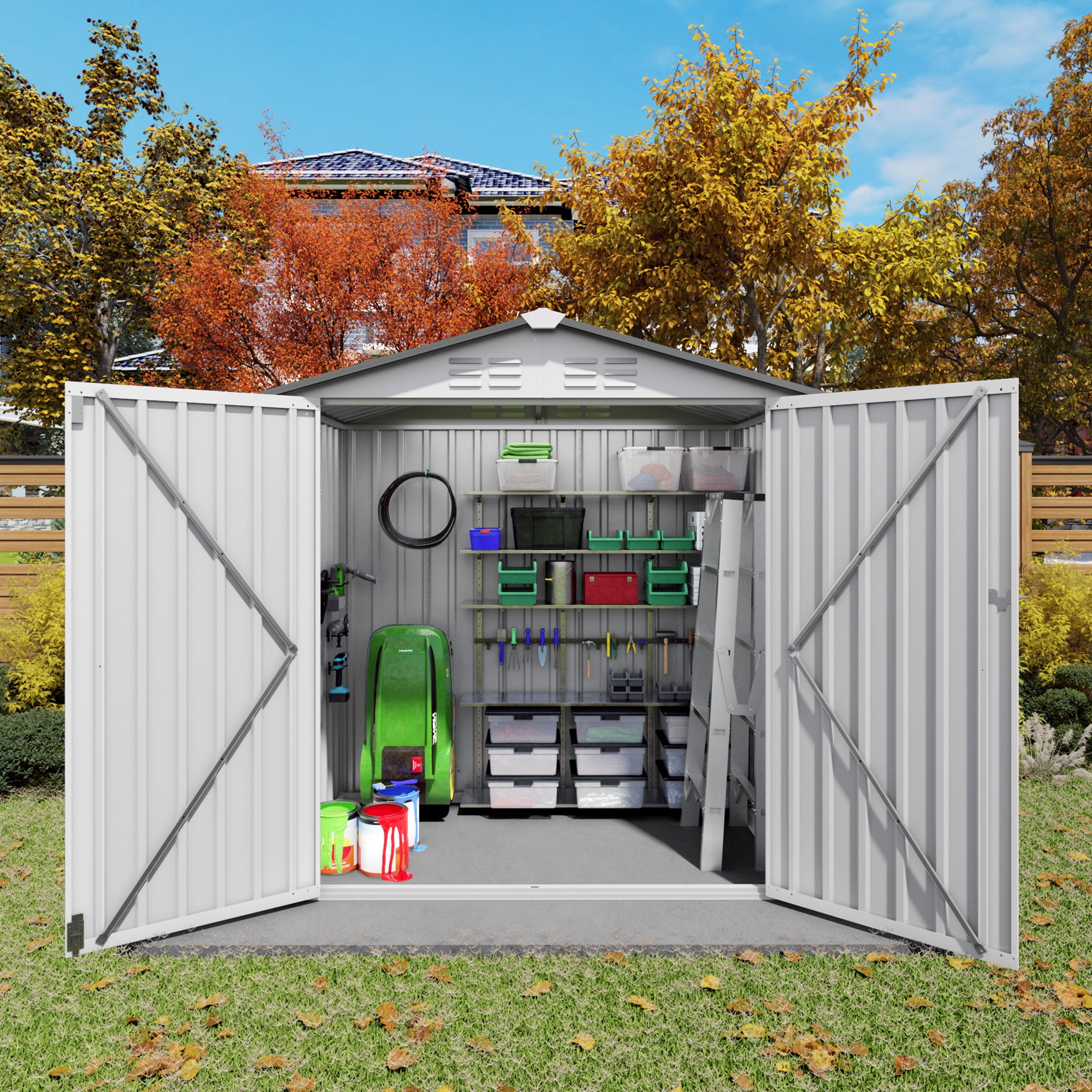 6X3.6 ft. Metal Storage Shed,Peaked Roof Waterproof with Clear Window ...