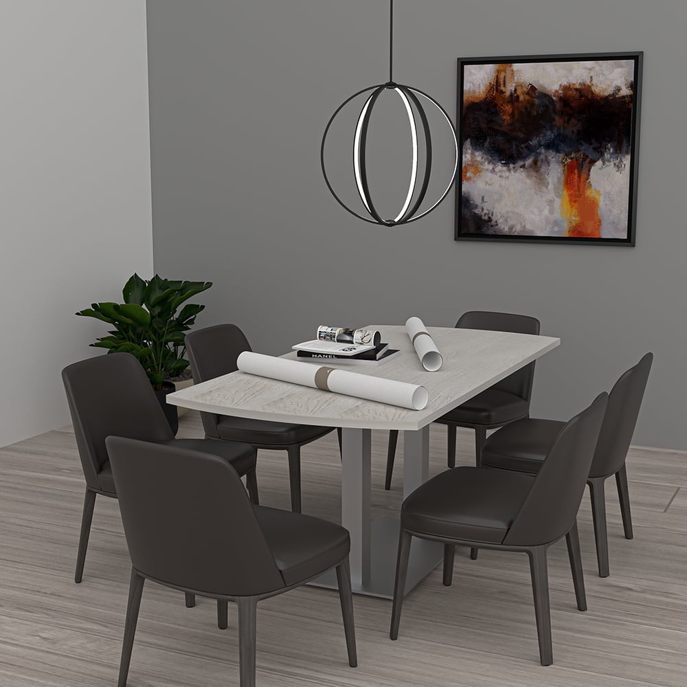 6X3 Arc Rectangle Conference Table Square Metal Base Data Electric ...