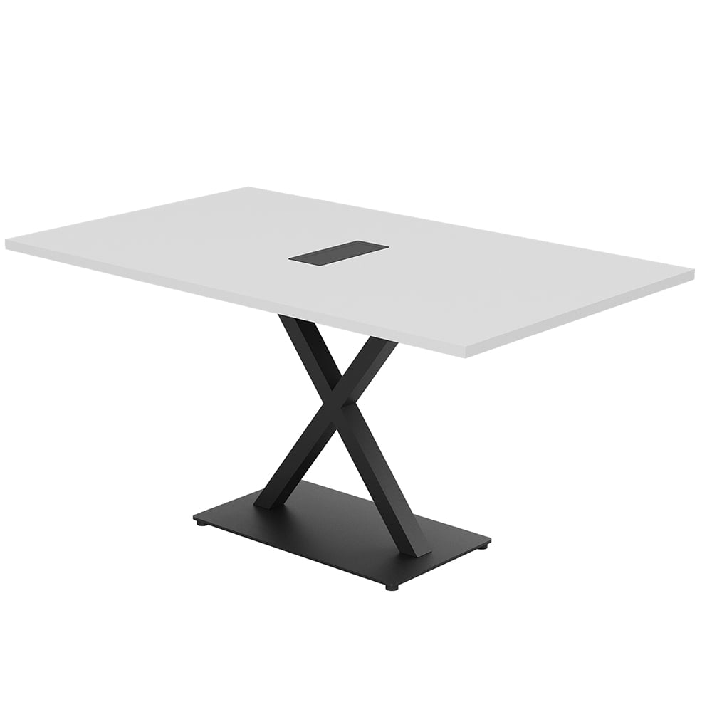6X3 Rectangular Conference Room Table With X Base Power And Data Unit ...