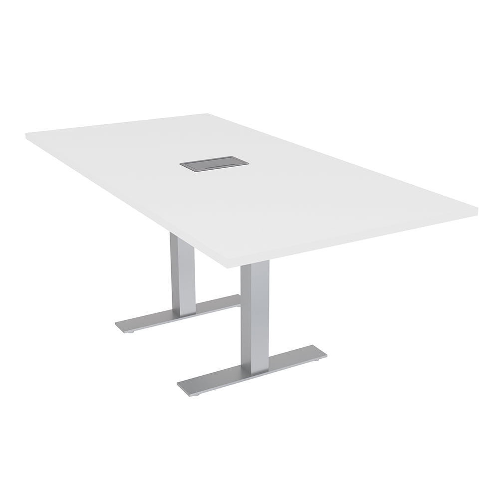 6X3 Rectangular Conference Table With Metal T Bases And Power Module ...