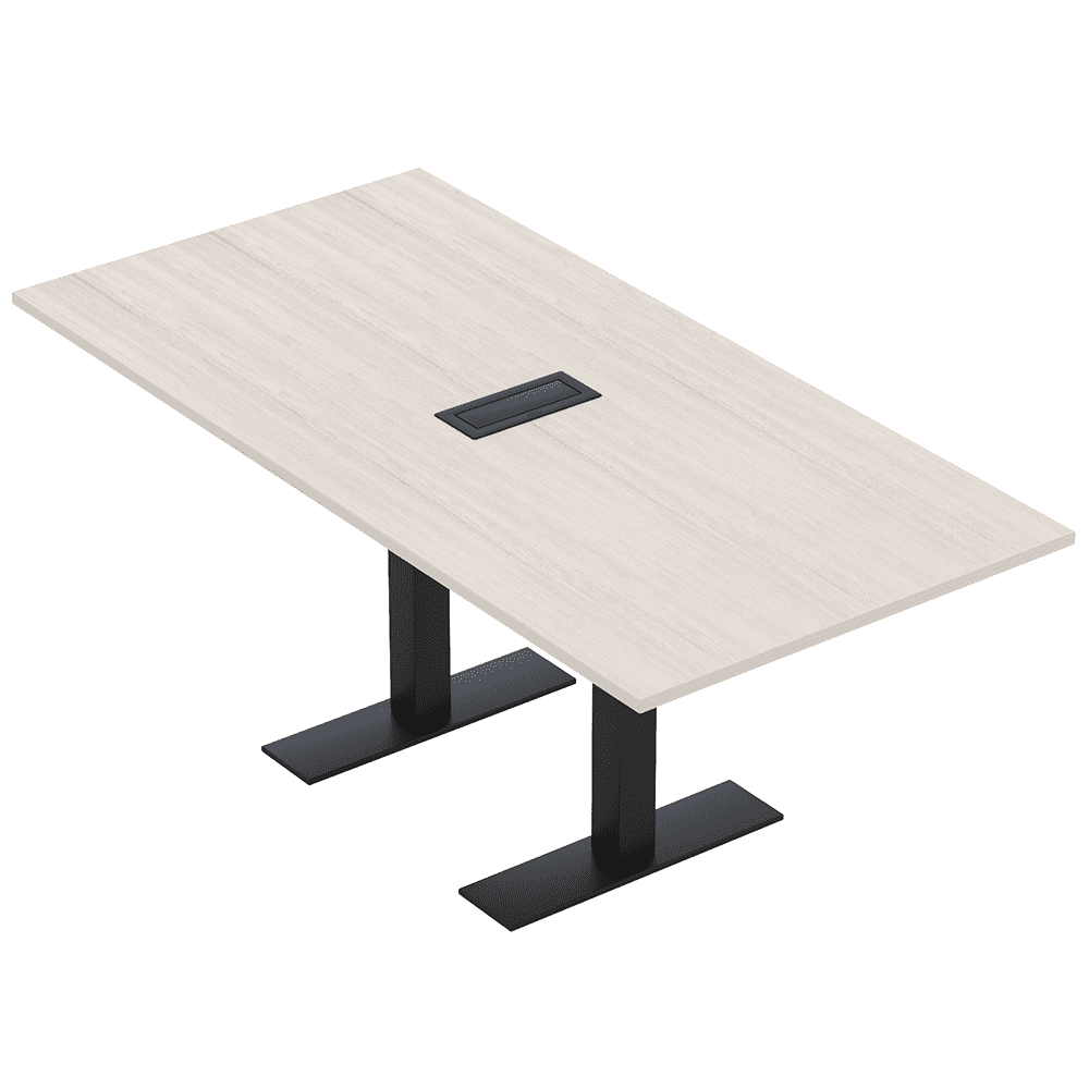 6X3 Rectangular Conference Table With Metal T Bases And Power Module ...
