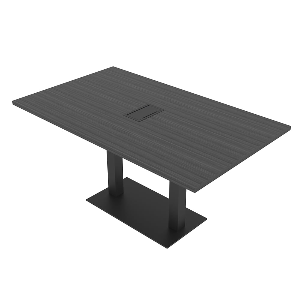 6X3 Rectangular Conference Table With Square Metal Base Power Module - Walmart.com