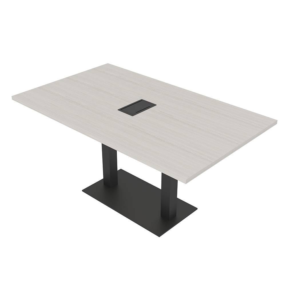 6X3 Rectangular Conference Table With Square Metal Base Power Module ...