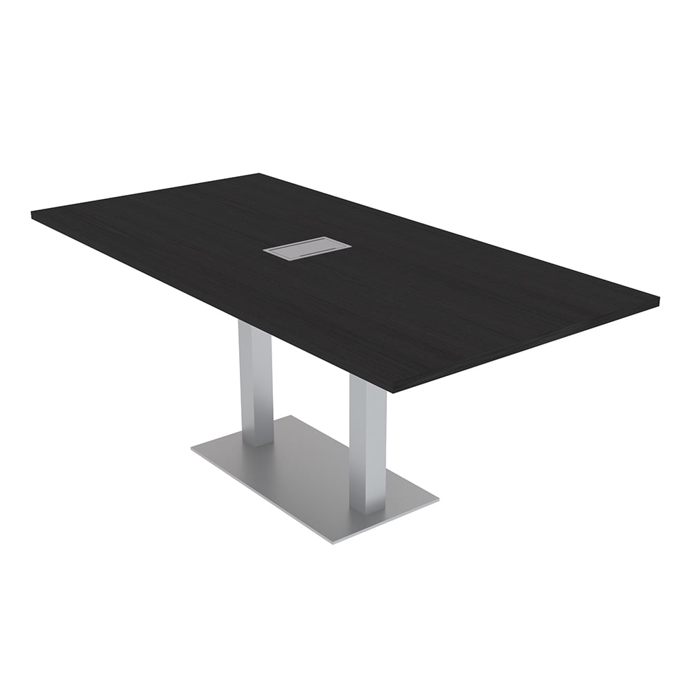 6X3 Rectangular Conference Table With Square Metal Base Power Module - Walmart.com