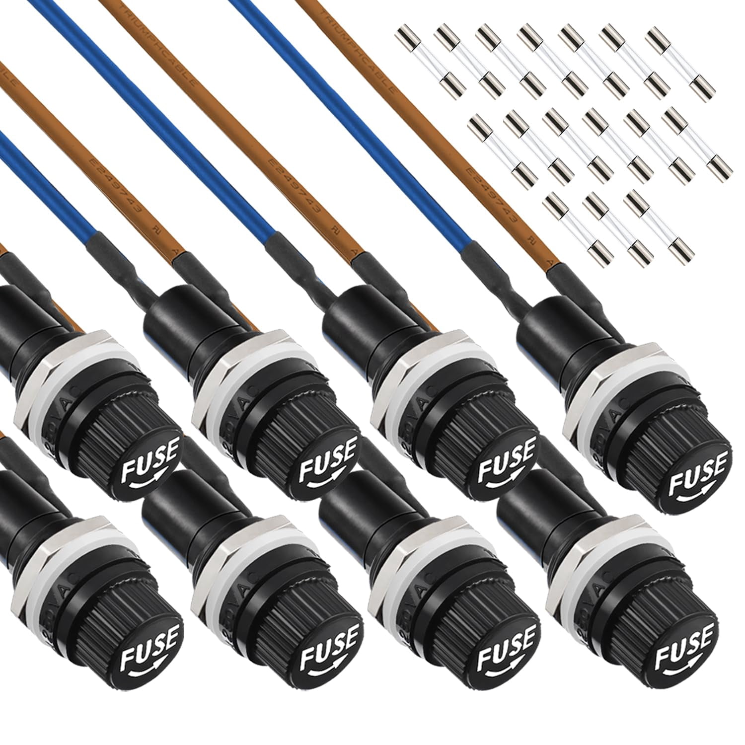 6X30mm Panel Mount Fuse Holder, 250V AC 10A/125V AC 15A, 12V DC, Screw ...