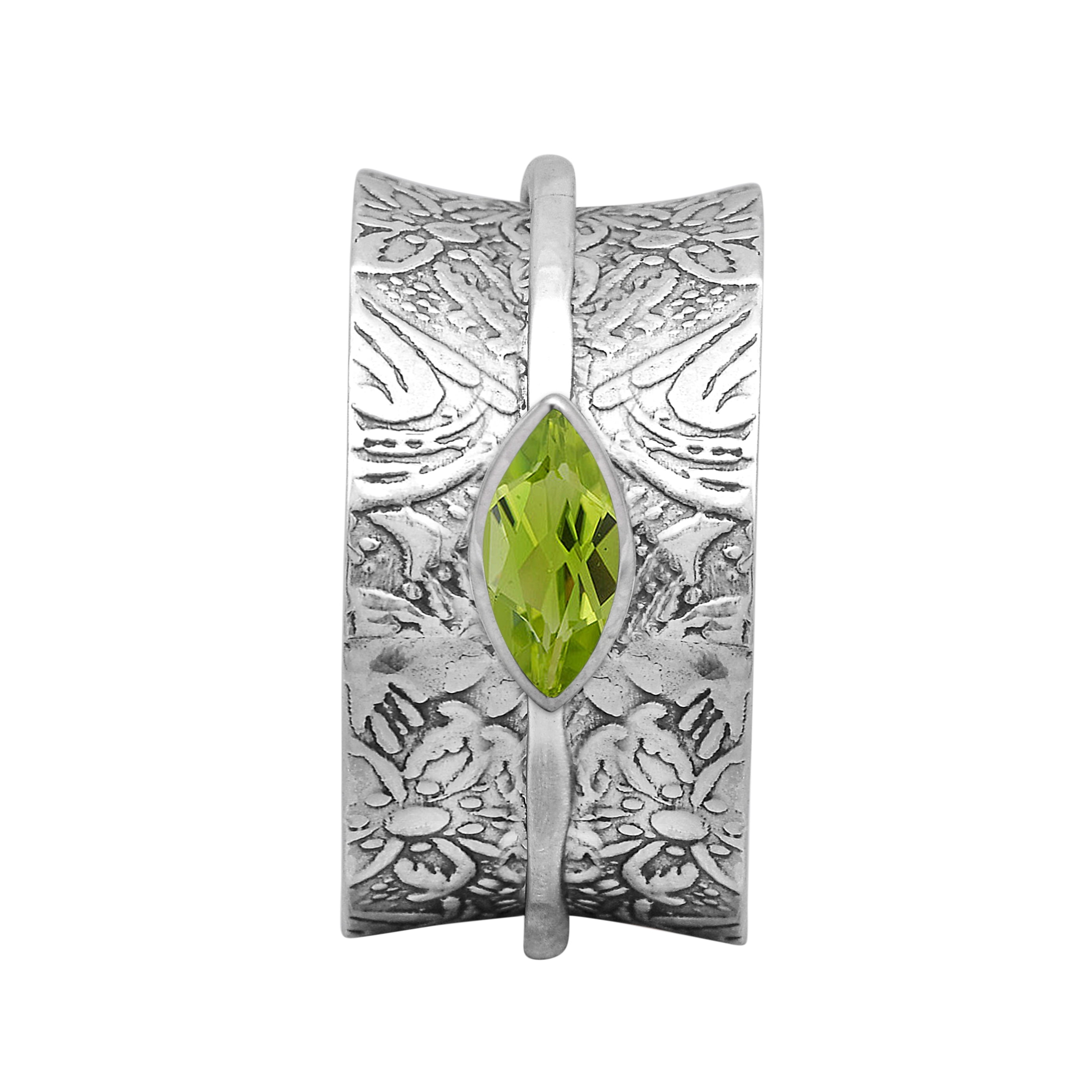 6X3MM Marquise Peridot 925 Silver Anxiety Stress Women Spinner ...