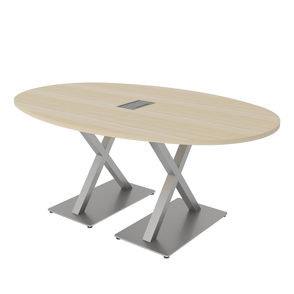 6X4 Conference Table With X Base Boat Oval Shape Data And Electric ...