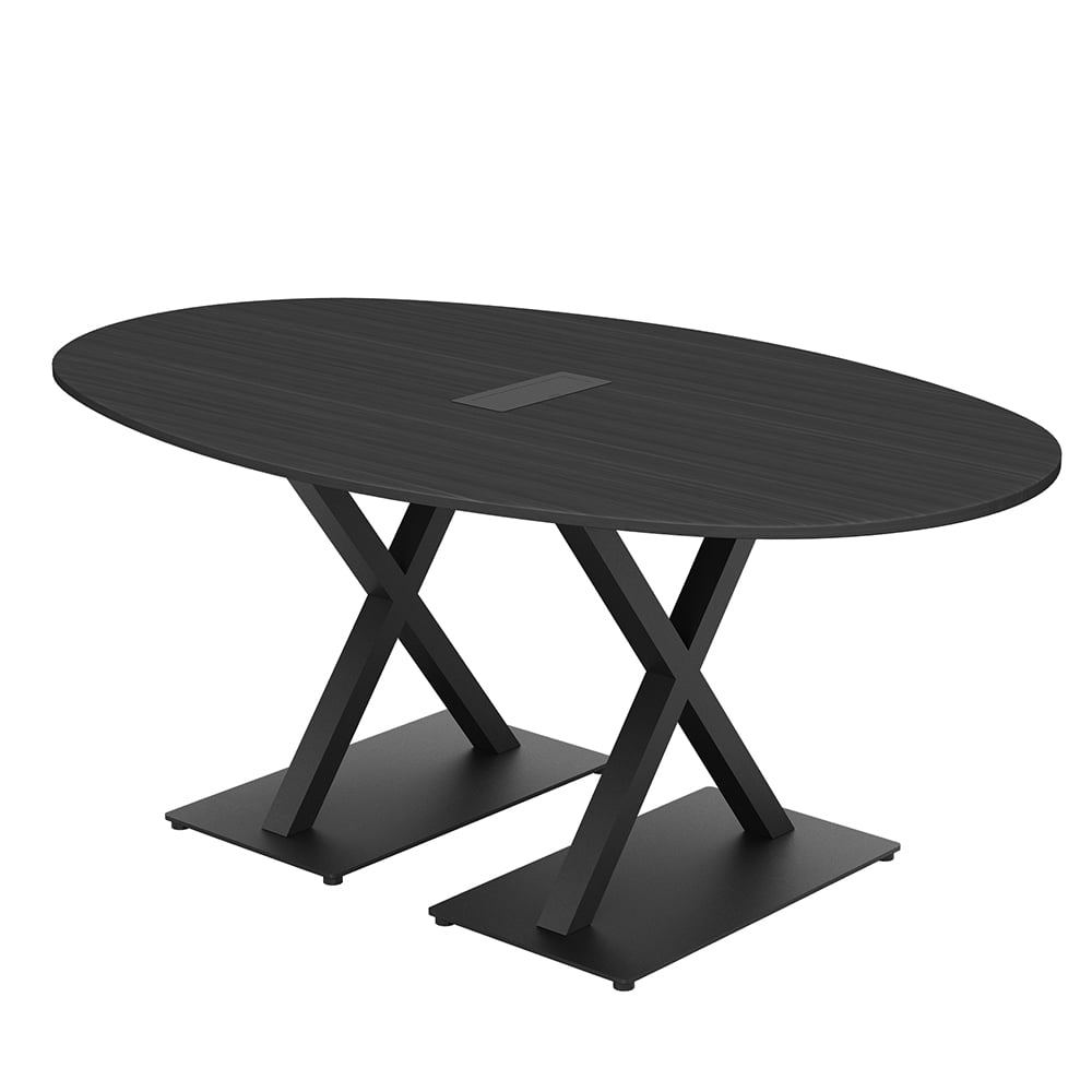 6X4 Conference Table With X Base Boat Oval Shape Data And Electric ...
