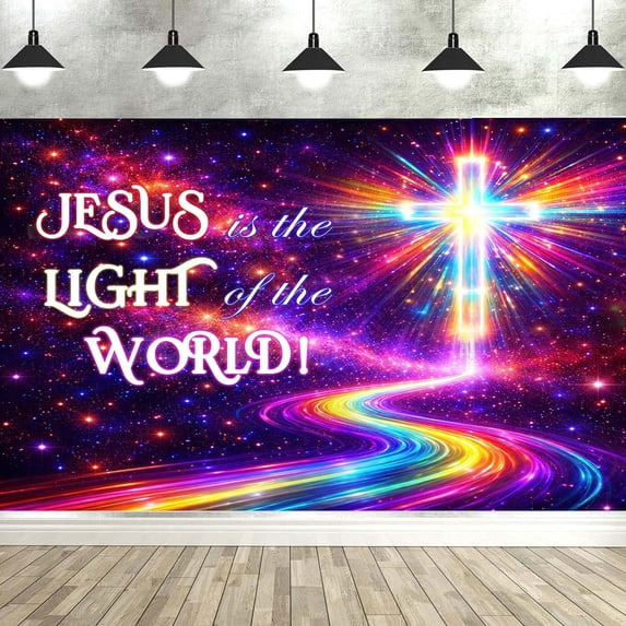 6X4 FT Glowing Cross Backdrop, Jesus Christ Cross Lighting Religious ...