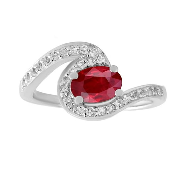 6X4 Mm Oval Cut Natural Ruby Glass Filled Gemstone 925 Sterling Silver ...