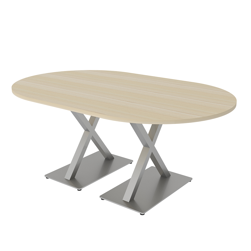 6X4 Racetrack Shaped Conference Room Table X Bases And Electric Unit ...