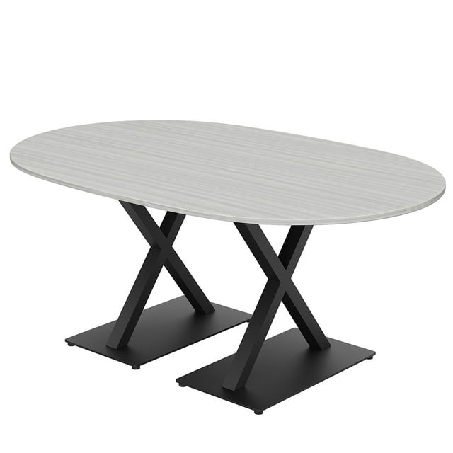 6X4 Racetrack Shaped Conference Room Table X Bases And Electric Unit ...