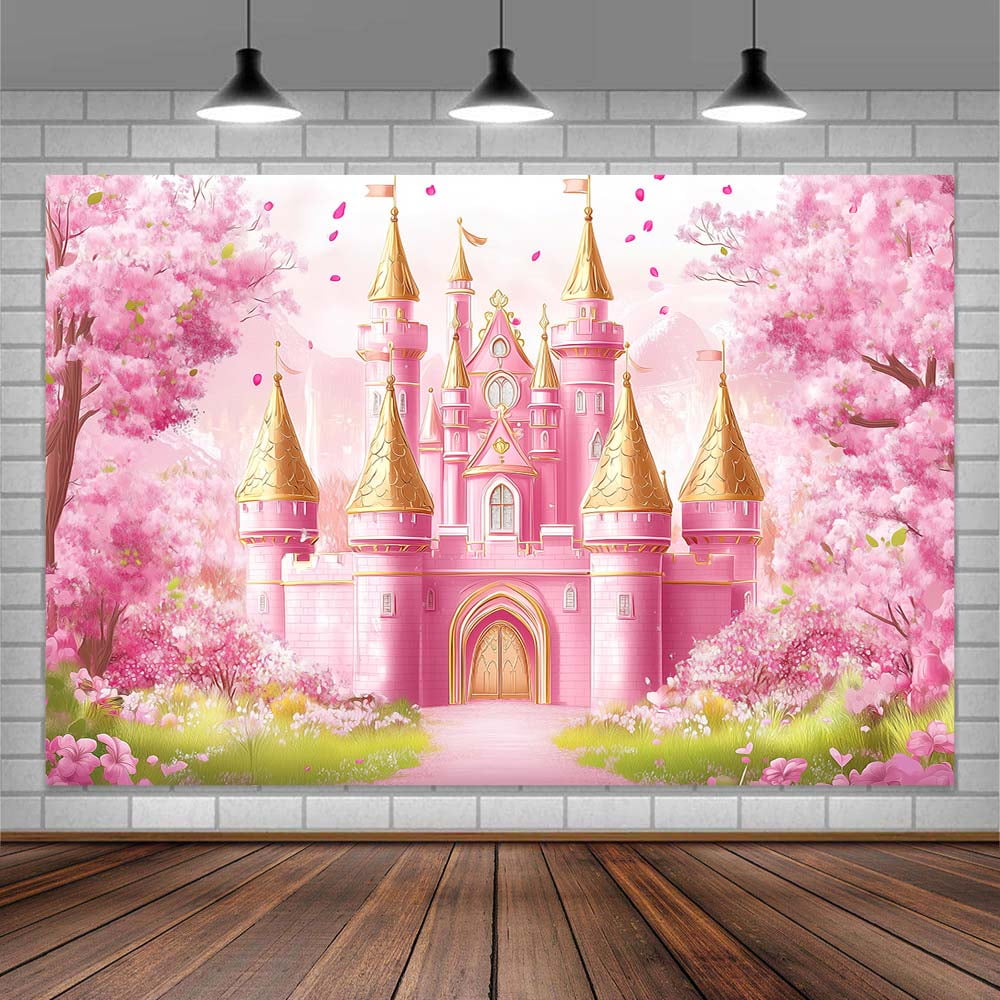 6X4ft Princess Castle Birthday Backdrop Photograph Pastel Watercolor ...