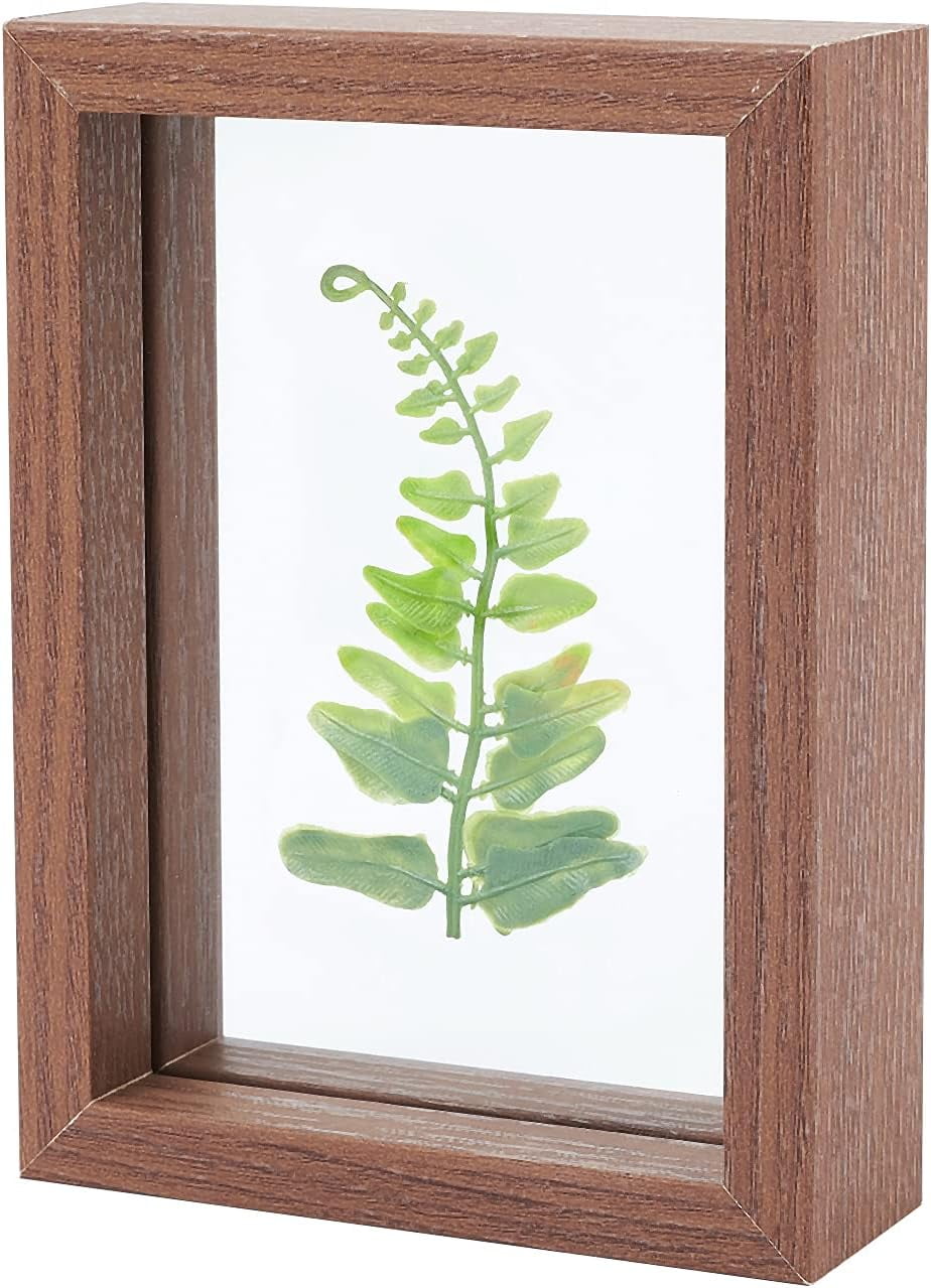 6X5 Inches Wood Floating Frame (Coconut Brown) Vintage Double Sided ...