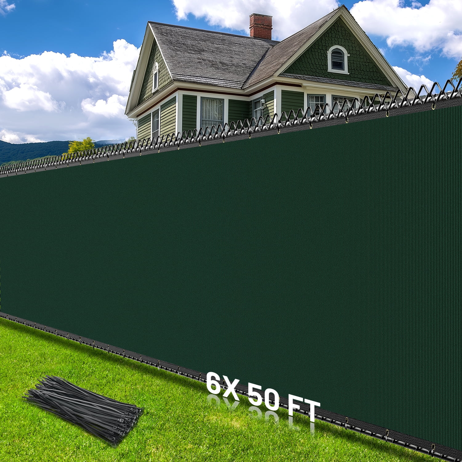 Kesfitt 6X50FT Outdoor Patio Privacy Fence Screen, 170 GSM Cloth Mesh ...