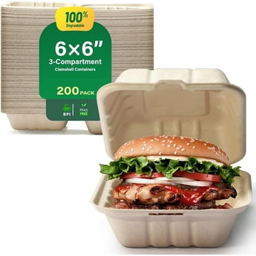 Vegware 6 x 6 x 2 in. Nourish Molded Fiber Takeout Containers ...