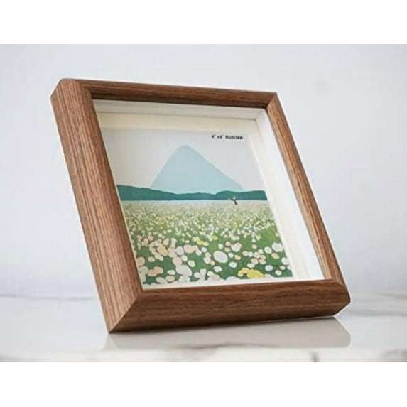 6X6 Wooden Picture Frame with 4.5x4.5 mat, 6x6 Square Picture Frame ...