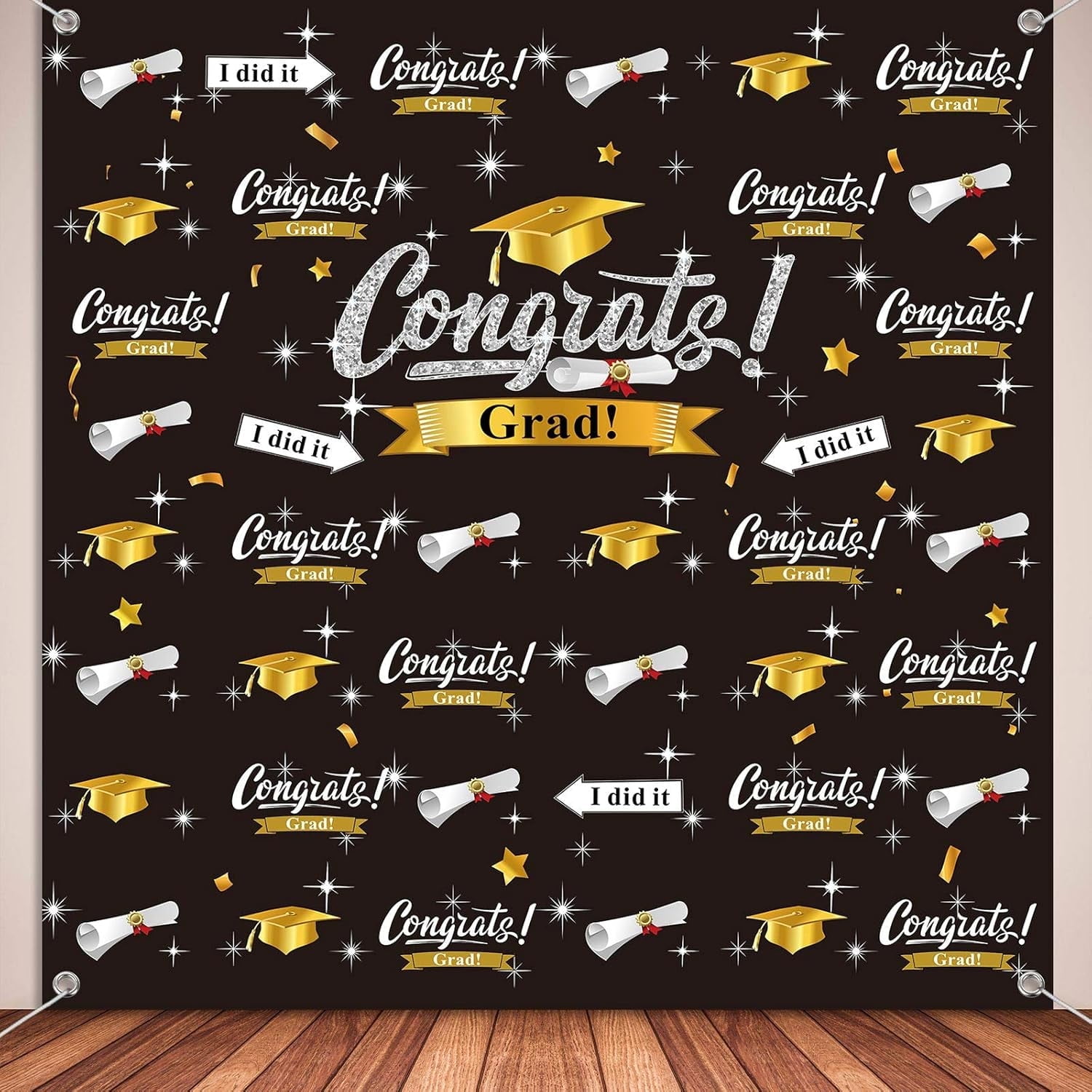 6X6FT Step And Repeat Congrats Grad Backdrop Graduation Party ...