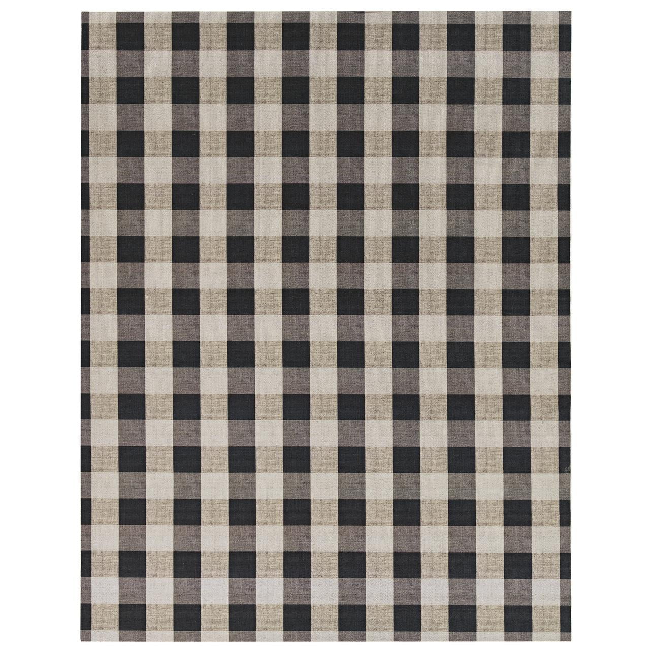 6X8 Black/Taupe Gingham Area Rug W/TPR - Walmart.com