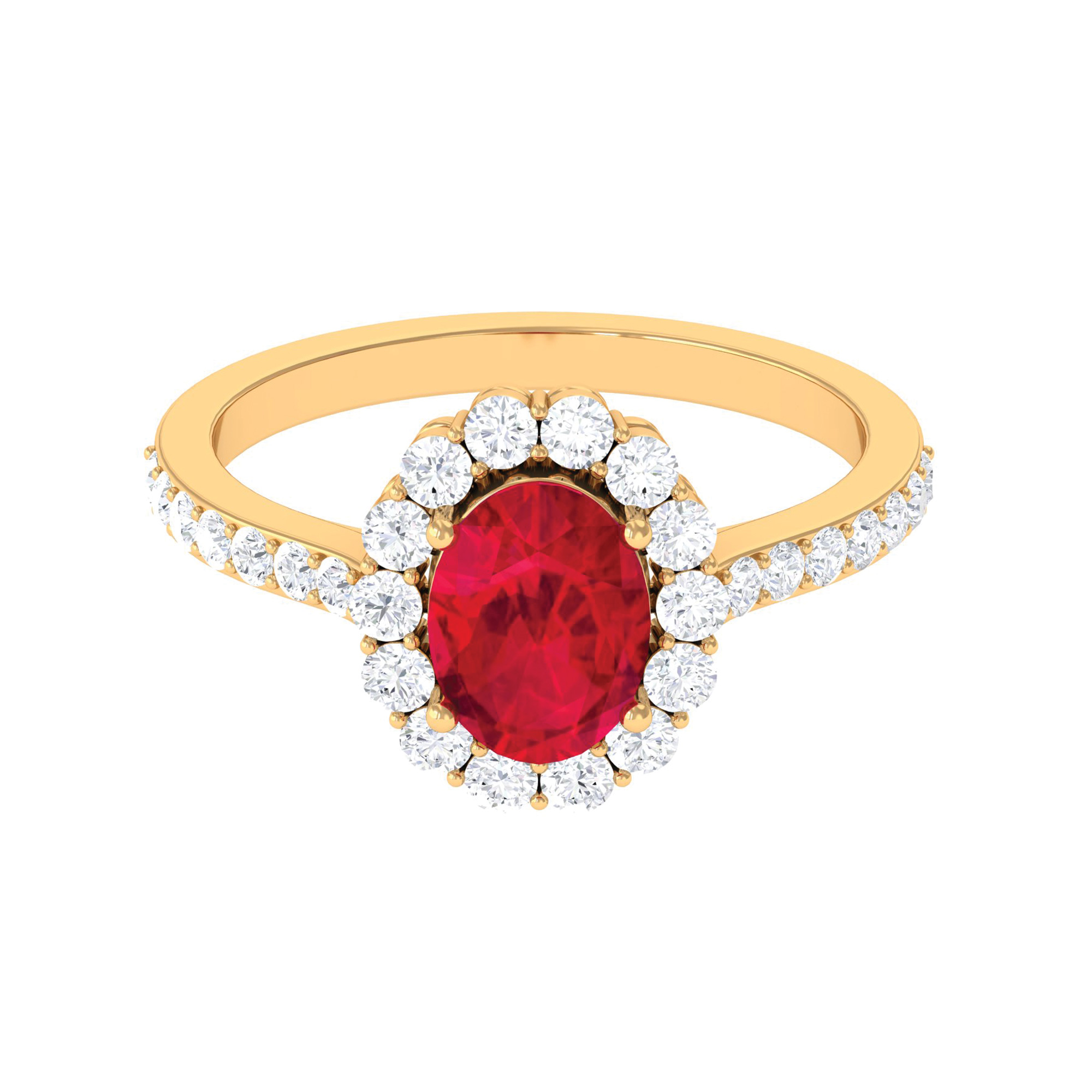 6X8 MM Oval Cut Created Ruby Ring with Moissanite, 2.25 CT Created Ruby ...