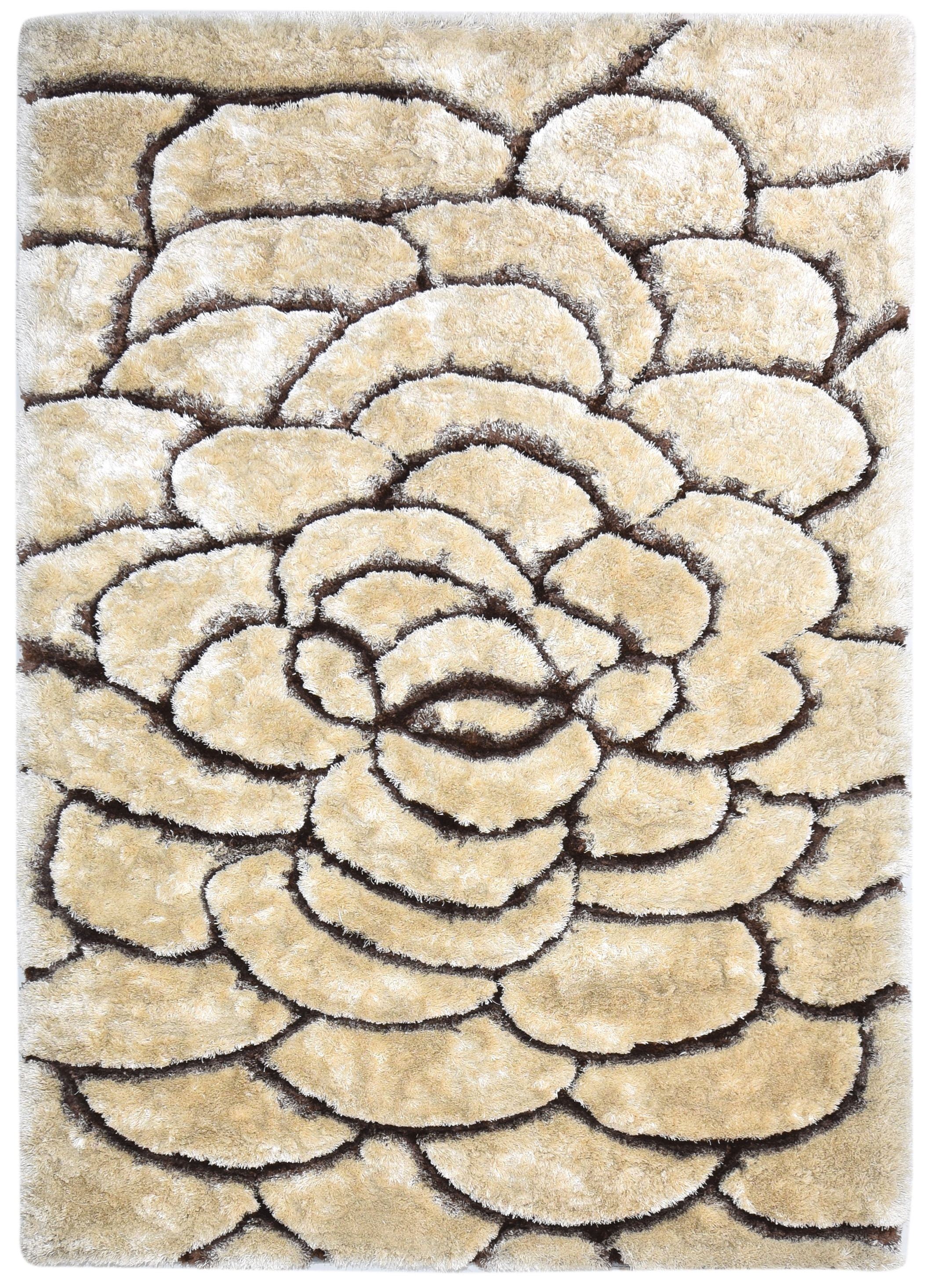 6X8 Rug Polypropylene Beige Modern Hand Tufted French Floral Room Size ...
