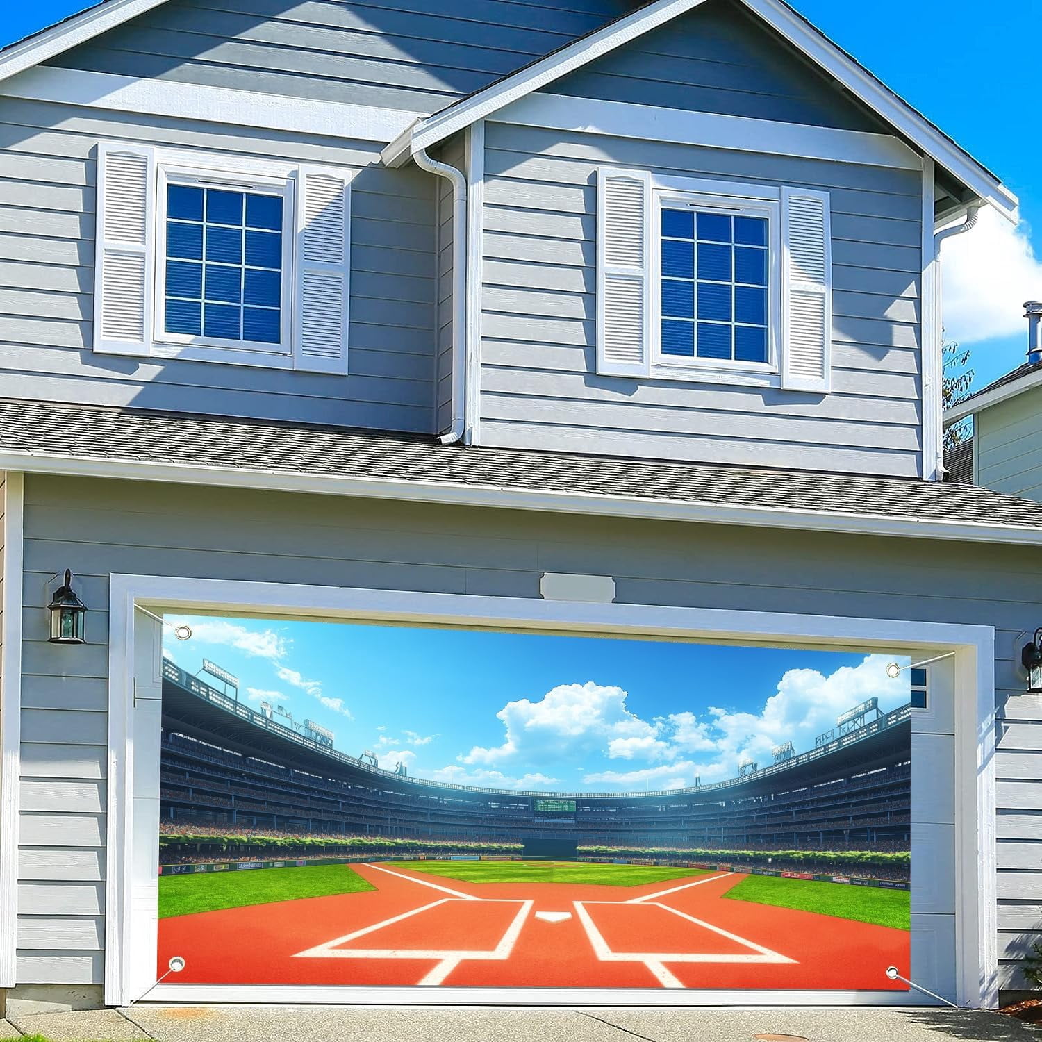 6X8ft Baseball Field Garage Door Cover Background Outdoor Sports Theme ...