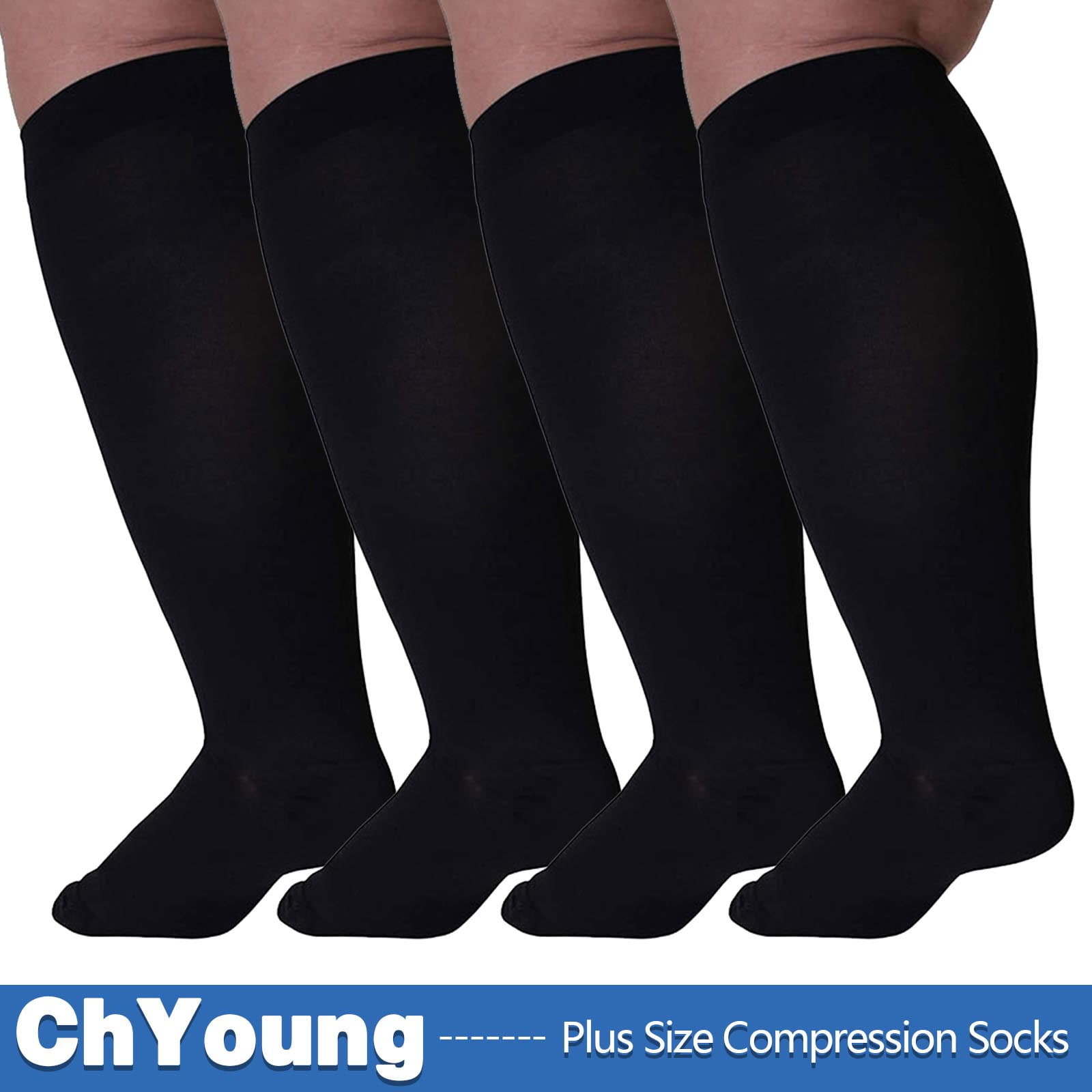6XL(4Pack) Plus Size Compression Socks for Women Men, 20-30mmHg Extra ...
