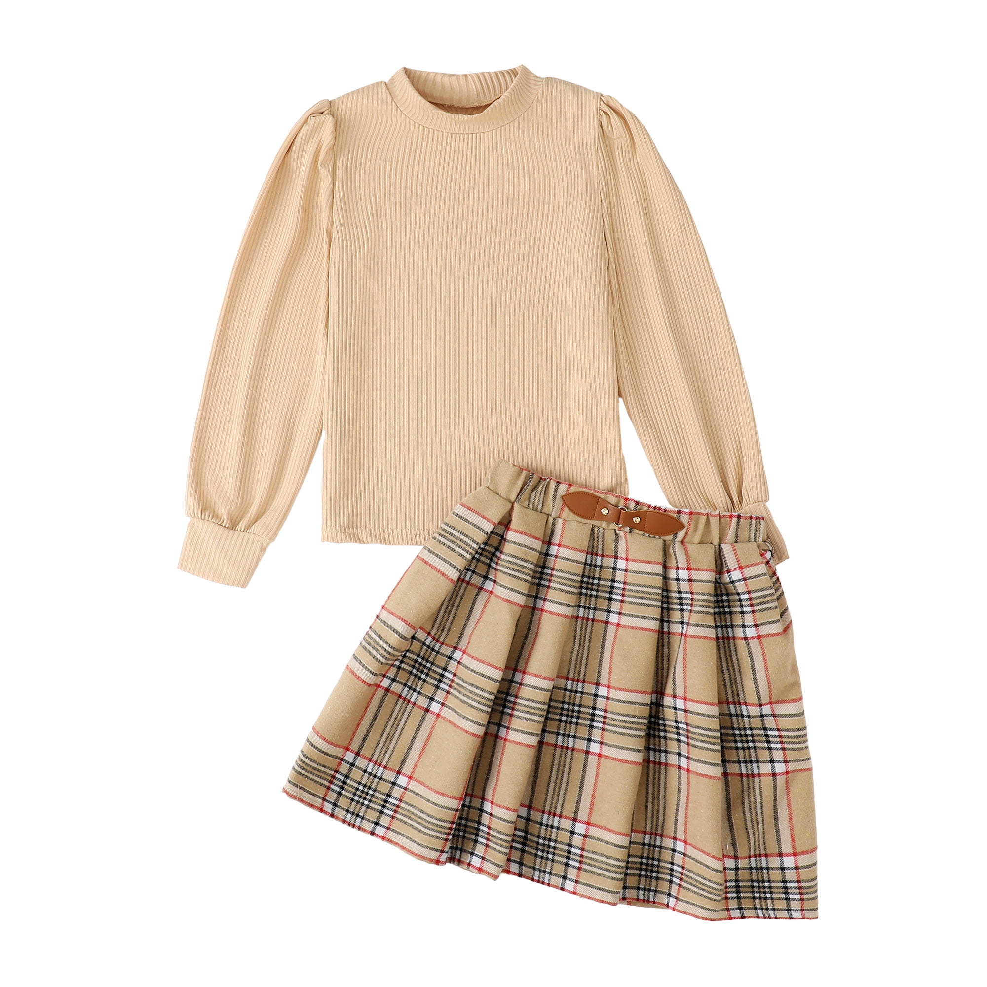 6Y Little Girls Clothes 7Y Girls 2PCS Outfits Set Solid Color Little ...