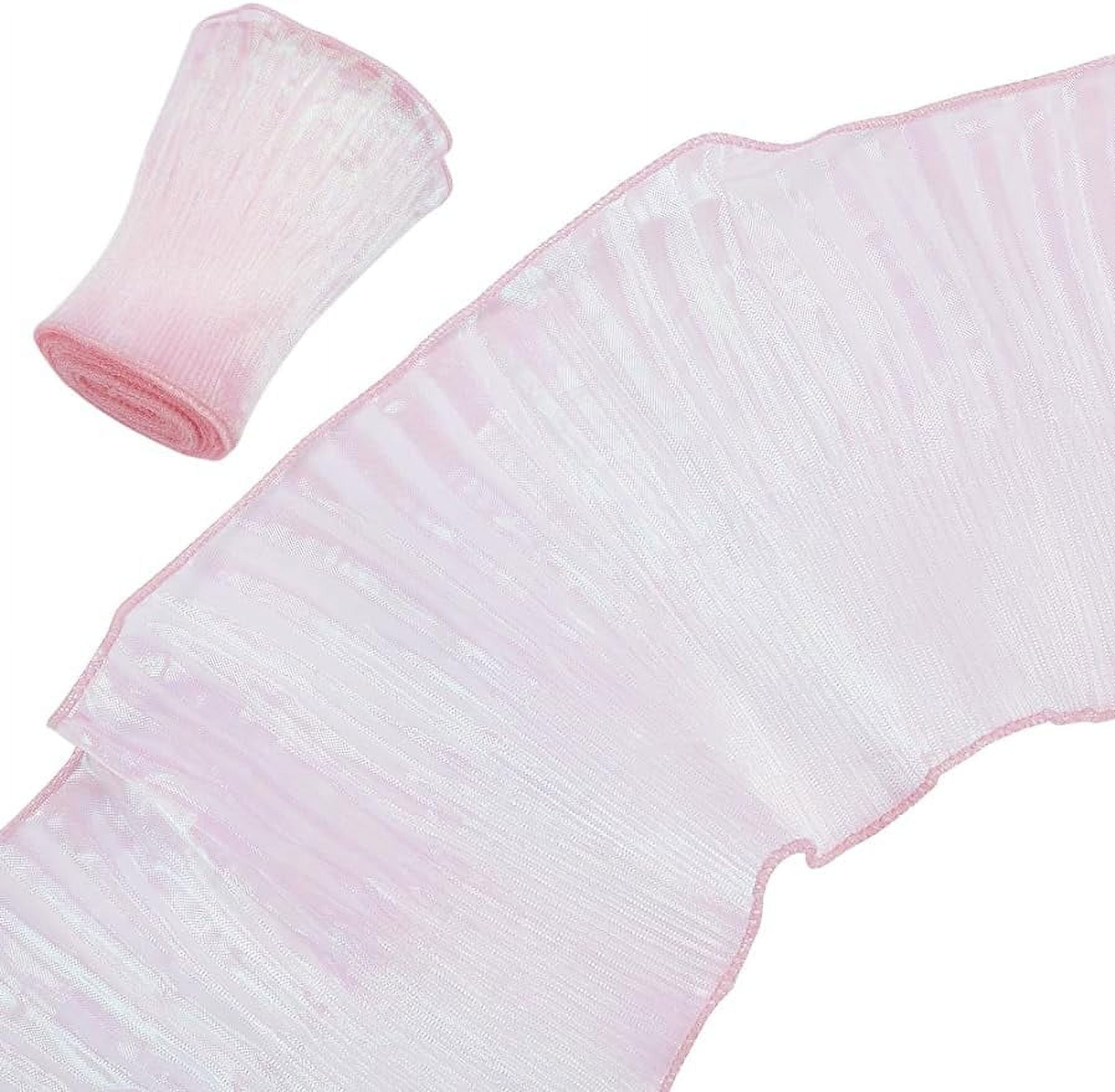 6Yards Light Pink Ruffled Pleated Lace Fabric Trim 5.5inch Width Tulle ...