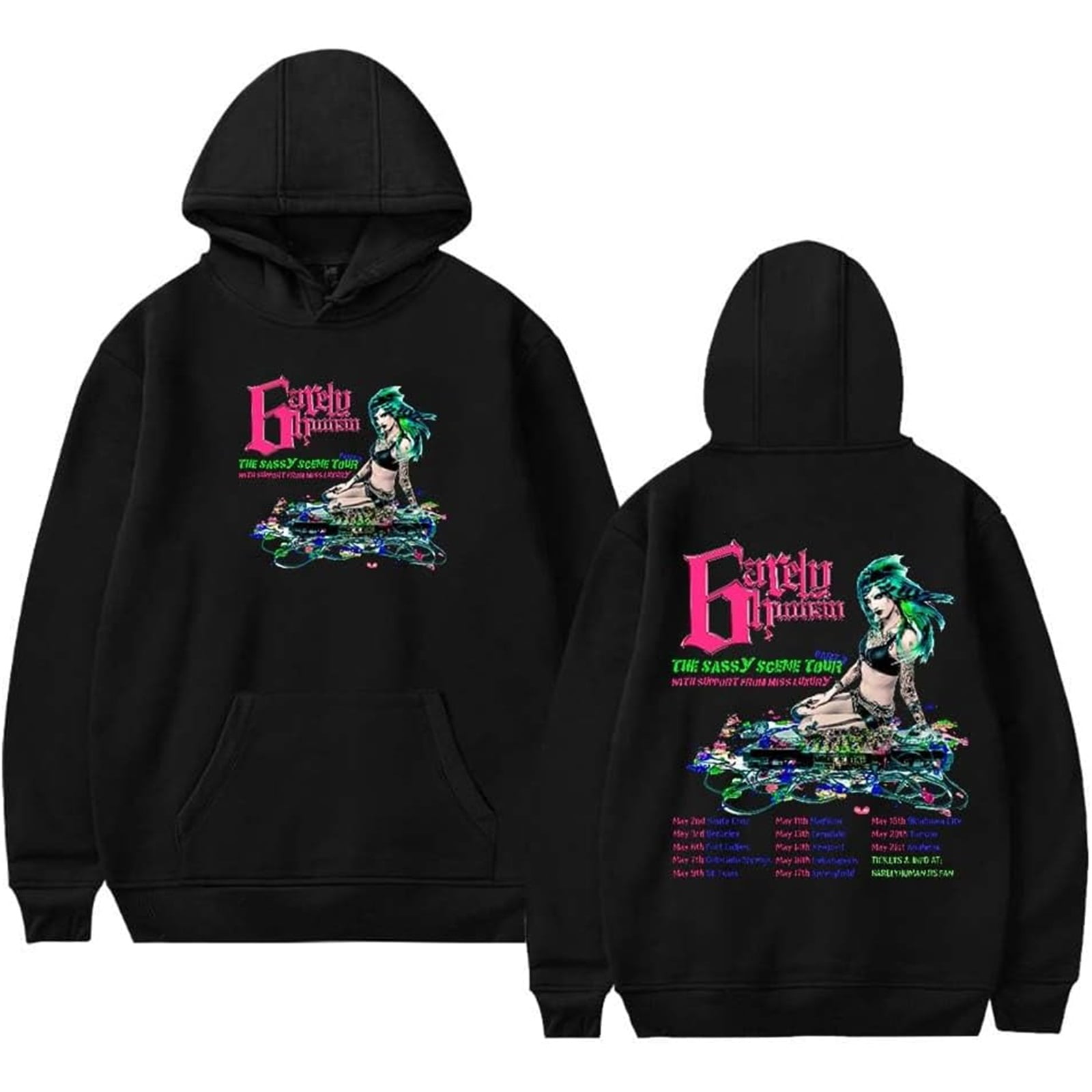 6arelyhuman The Sassy Scene Tour 2025 Merch Hoodies Casual Hooded Sweatshirt Unisex Pullover ...